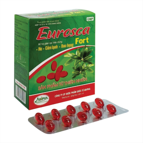 Thuốc Eurosca Forte đỏ Abipha - Hỗ trợ giảm ho (Hộp 10 vỉ x 10 viên)